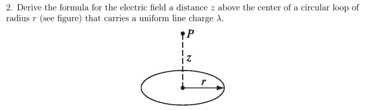 Solved 2. Derive the formula for the electric field a | Chegg.com