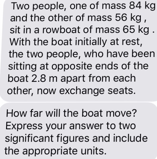 Solved Two people, one of mass 84 kg and the other of mass | Chegg.com