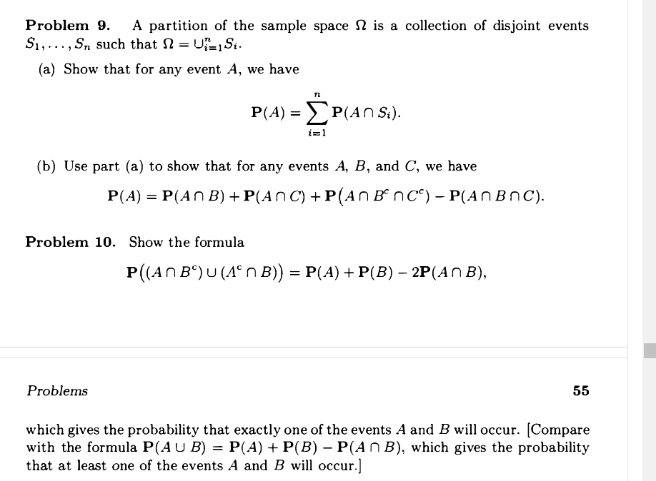 Solved Problem 9. A partition of the sample space 12 is a | Chegg.com