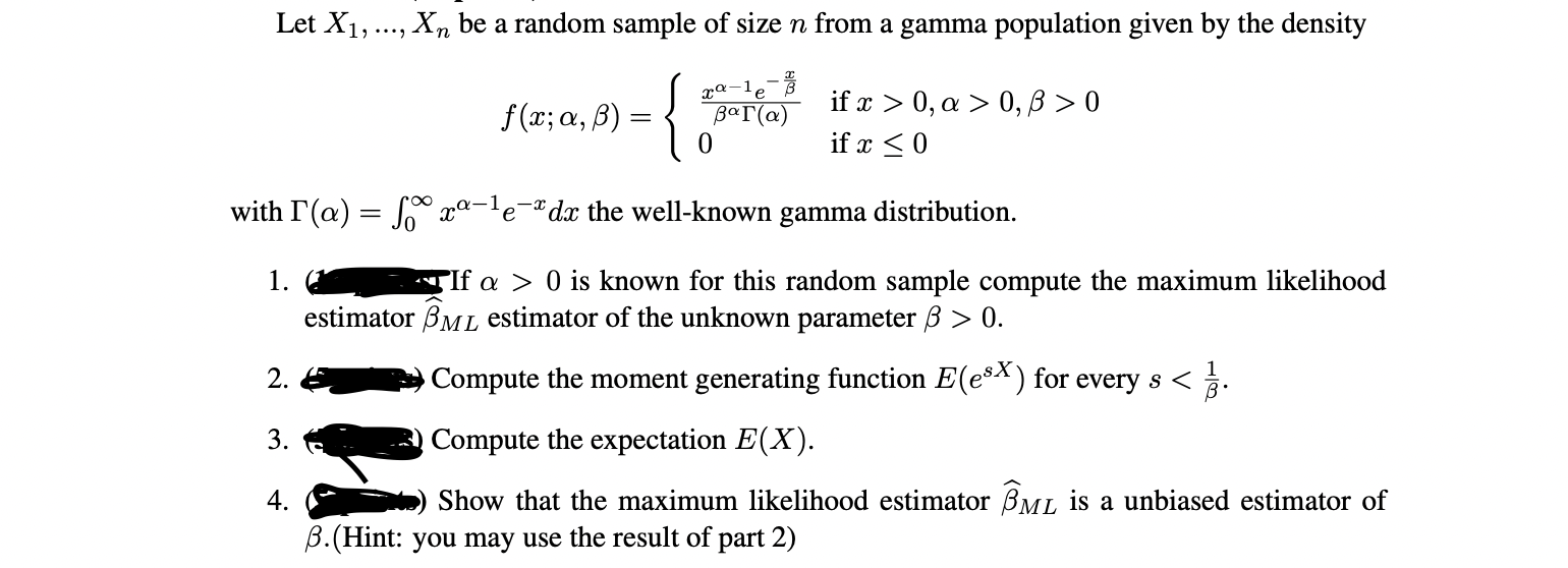 Solved Let X1, ..., Xn be a random sample of size n from a | Chegg.com