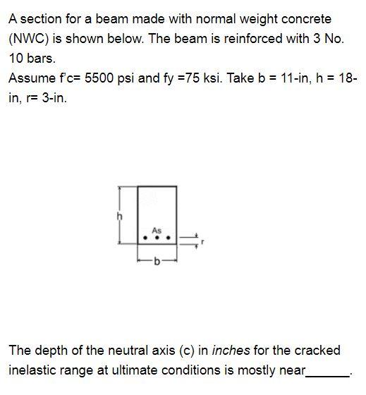 Solved A section for a beam made with normal weight concrete | Chegg.com
