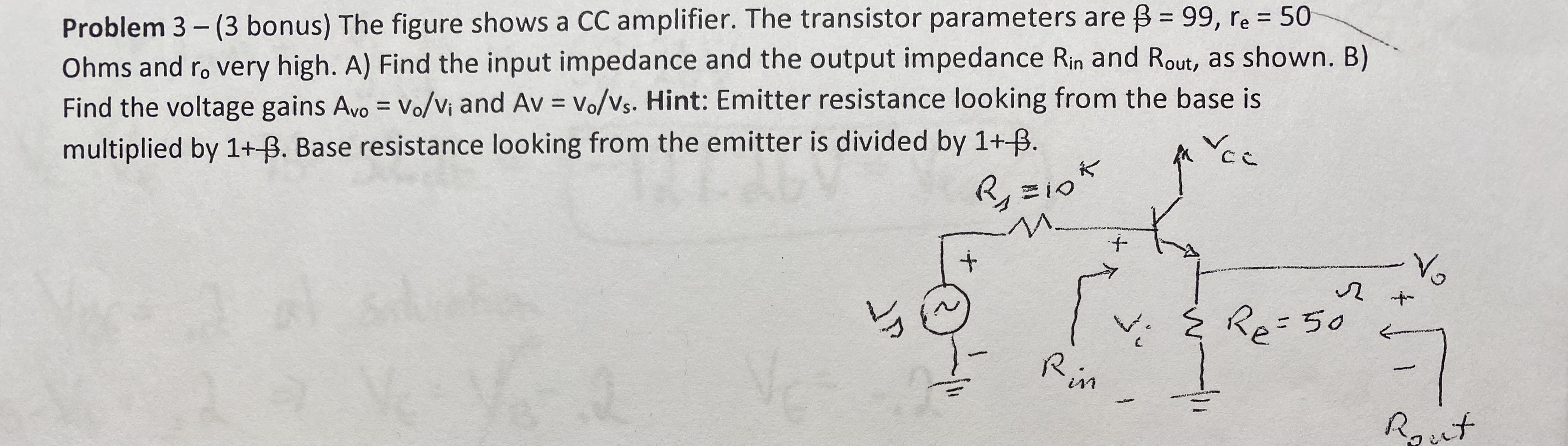 Solved Problem 3− ( 3 bonus) The figure shows a CC | Chegg.com