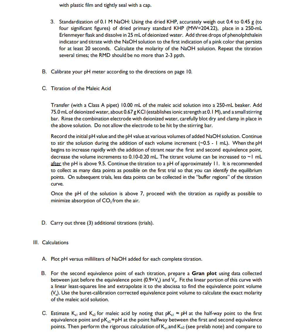A. Gran Plots In the present analysis, you will use a | Chegg.com