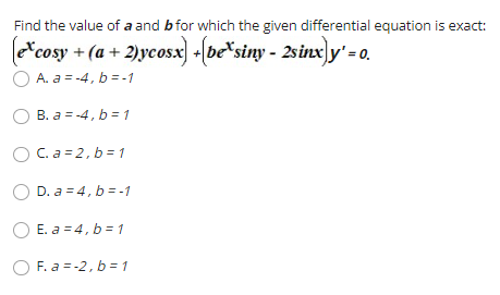 Solved Find the value of a and b for which the given | Chegg.com