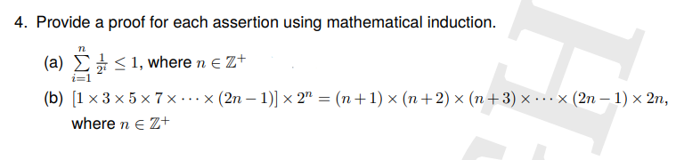 Solved 4. Provide a proof for each assertion using | Chegg.com