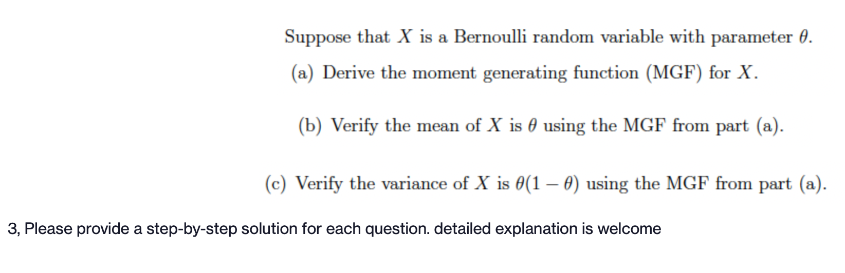 Solved Suppose that X is a Bernoulli random variable with | Chegg.com