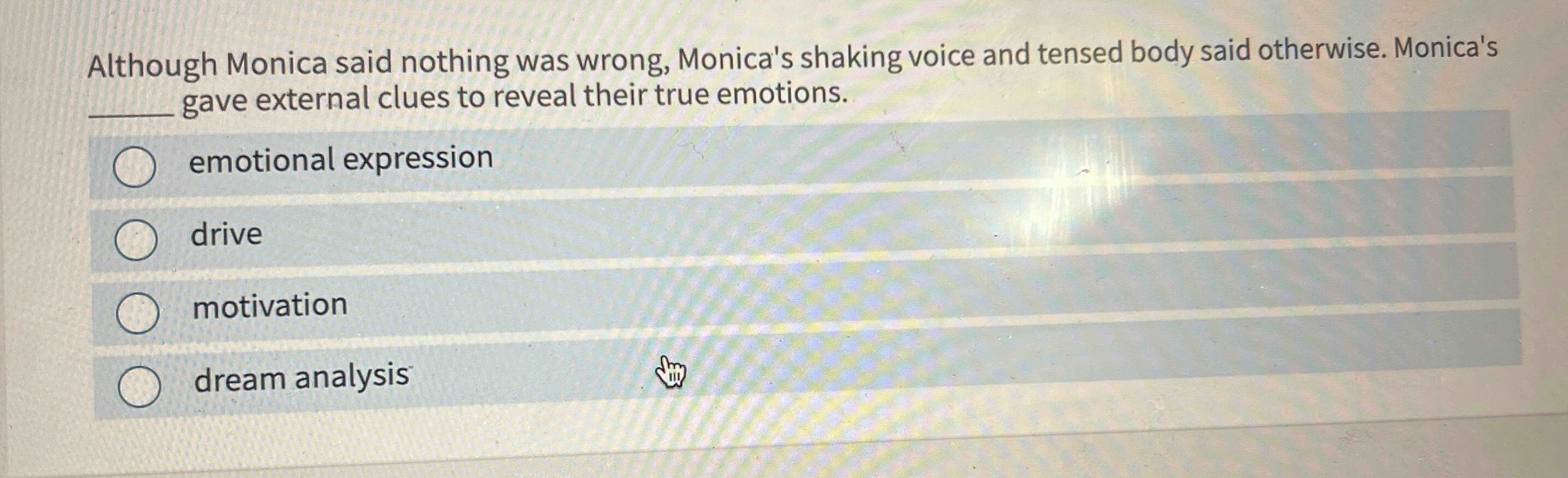 Solved Although Monica said nothing was wrong, Monica's | Chegg.com