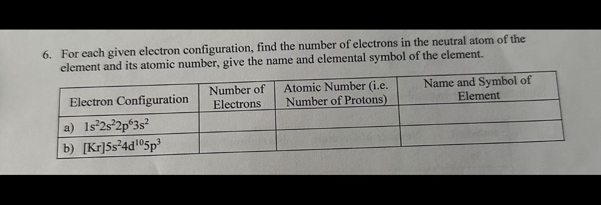 Solved For each given electron configuration, find the | Chegg.com