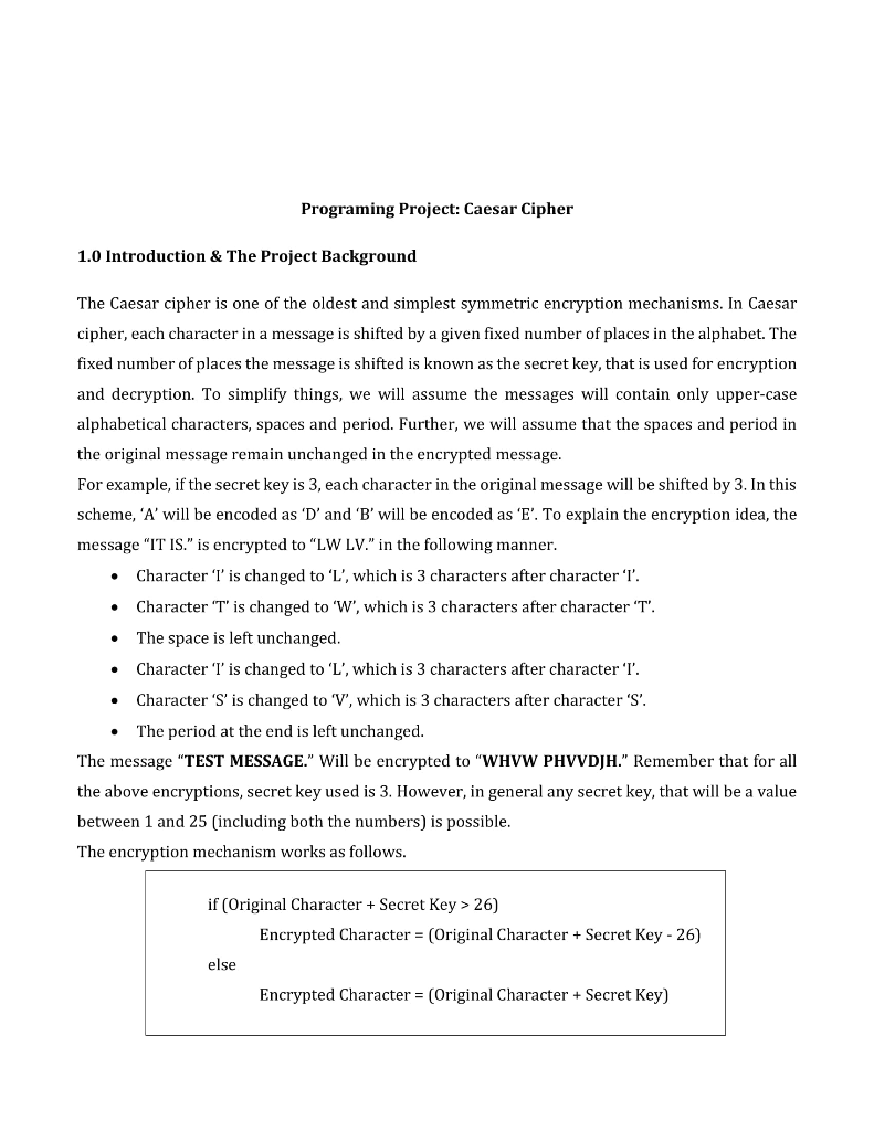 Programing Project Caesar Cipher 10 Introduction And