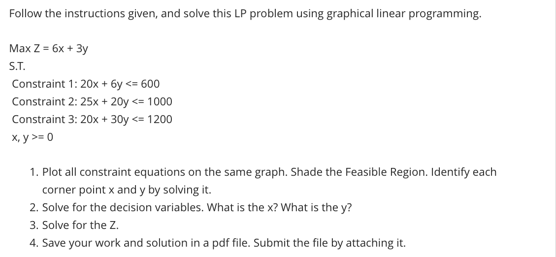 Solved Follow the instructions given, and solve this LP | Chegg.com