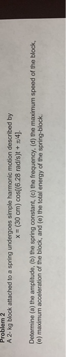 Solved z waqod A 2- kg block attached to a spring undergoes | Chegg.com