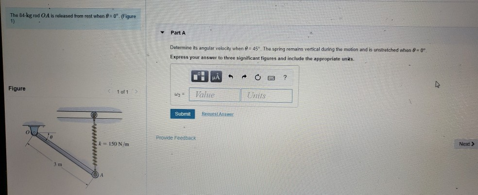 Solved The 84-kg rod OA is released from rest when 6 0. | Chegg.com