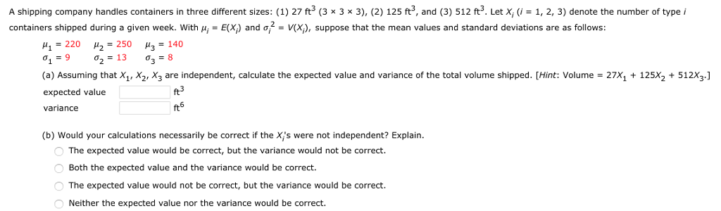 Solved A shipping company handles containers in three | Chegg.com