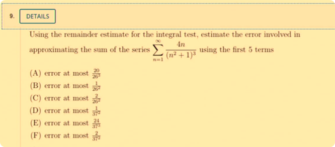 Solved DETAILS Using the remainder estimate for the integral | Chegg.com