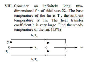 Solved VIII. Consideran infinitely long two- dimensional fin | Chegg.com