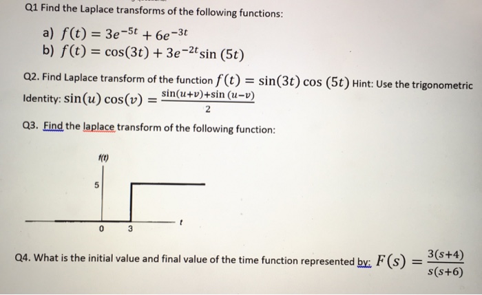 Solved Find the Laplace transforms of the following | Chegg.com