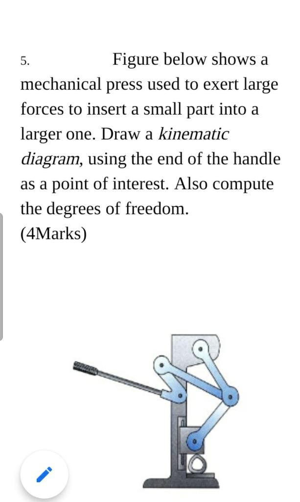 Solved 5. Figure below shows a mechanical press used to | Chegg.com