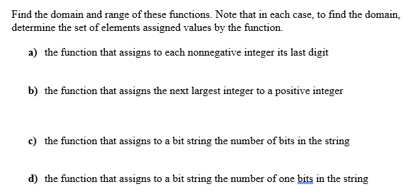 Solved Find the domain and range of these functions. Note | Chegg.com