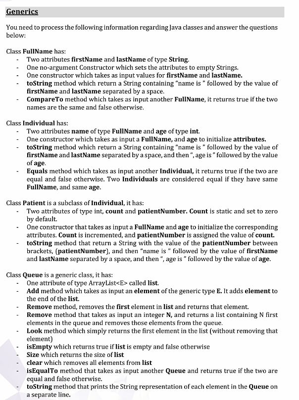 Solved Generics You need to process the following | Chegg.com