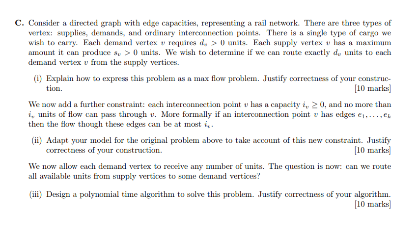 Solved . Consider a directed graph with edge capacities, | Chegg.com
