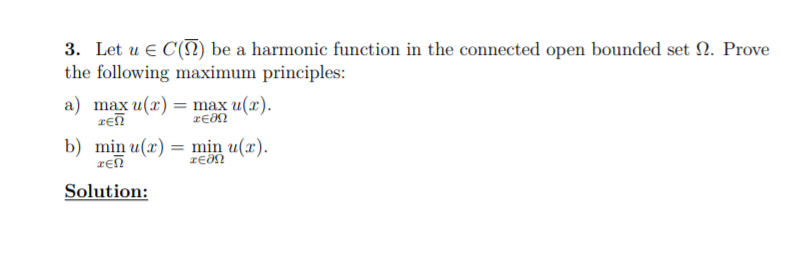 Solved 3. Let u € C(D) be a harmonic function in the | Chegg.com