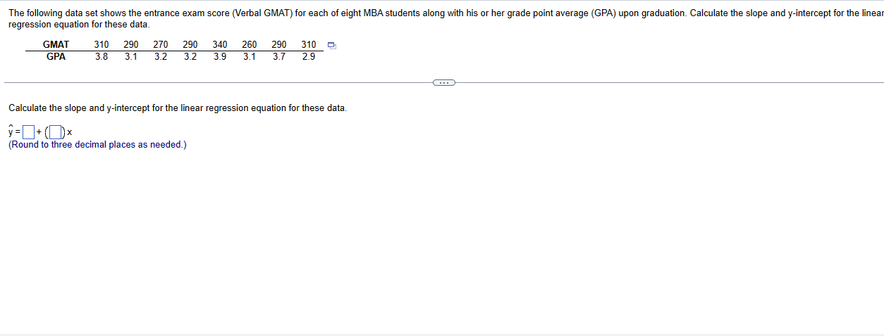 Solved regression equation for these data. Calculate the | Chegg.com