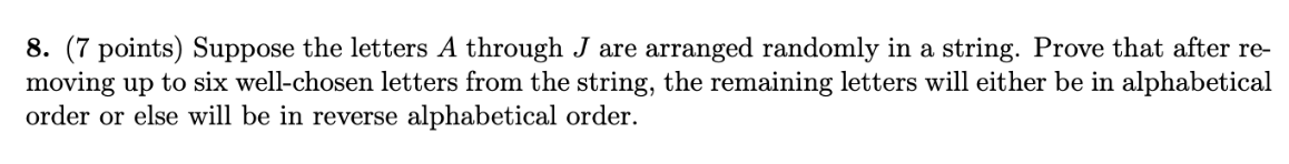 Solved 8. (7 ﻿points) ﻿Suppose the letters \( ﻿A \) ﻿through | Chegg.com