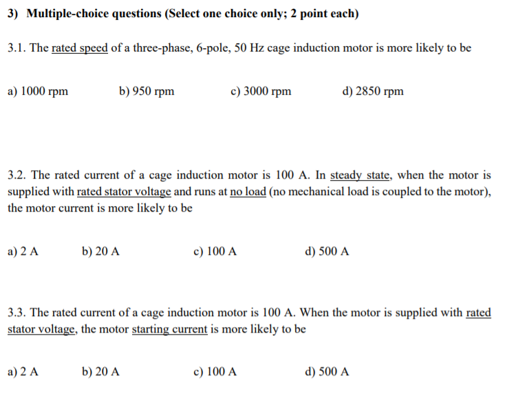 Solved 3) Multiple-choice questions (Select one choice only; | Chegg.com