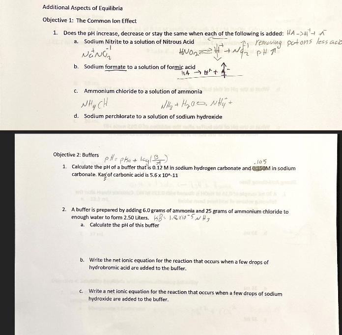 Solved Objective 1: The Common lon Effect 1. Does the pH | Chegg.com