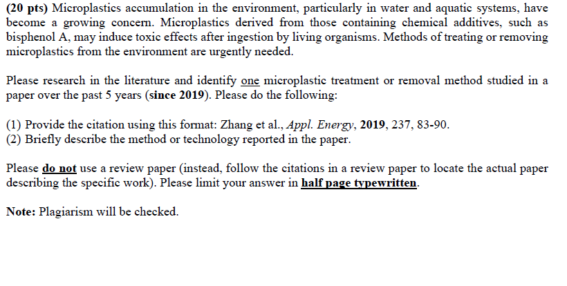 Solved 20 Pts Microplastics Accumulation In The