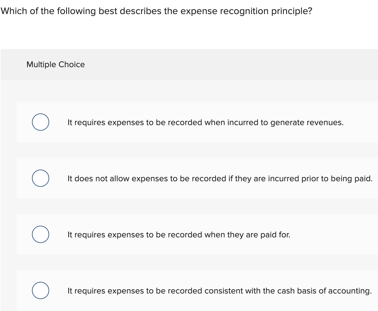 Solved Which of the following best describes the expense | Chegg.com