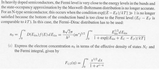 Solved In heavily doped semiconductors, the Fermi level is | Chegg.com