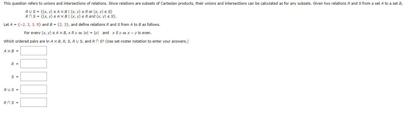 Solved This question refers to unions and intersections of | Chegg.com