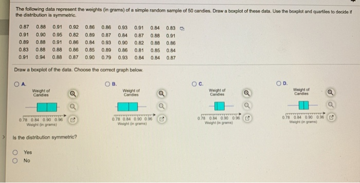Solved The following data represent the weights (in grams) | Chegg.com