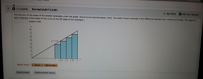 Solved 1. -1.5 points BerrApCalcBr75.3.001. My Notes Ask | Chegg.com