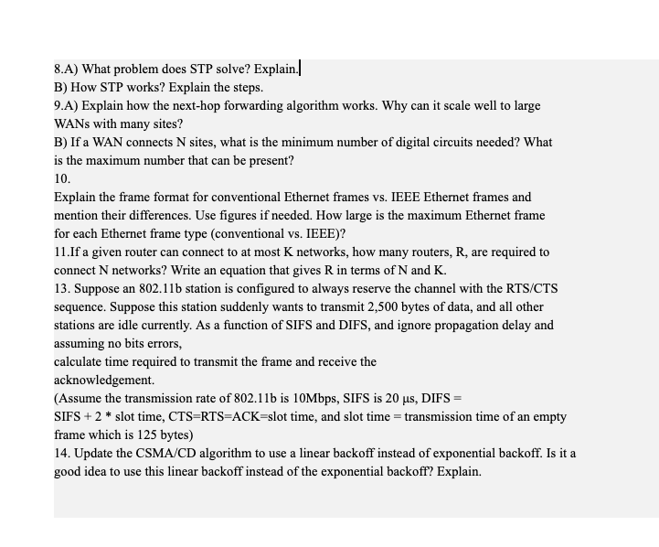 Solved 8.A) What problem does STP solve? Explain. B) How STP | Chegg.com
