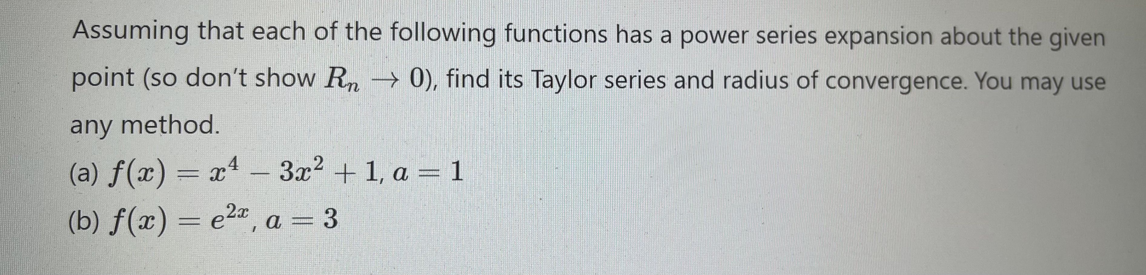 Solved Assuming that each of the following functions has a | Chegg.com