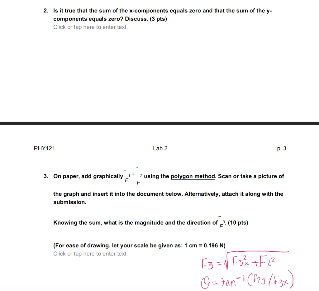 Solved Unknown Force, F3 Analysis 1. Calculate the x and | Chegg.com