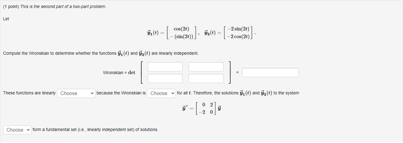 Solved (1 point) This is the first part of a two-part | Chegg.com