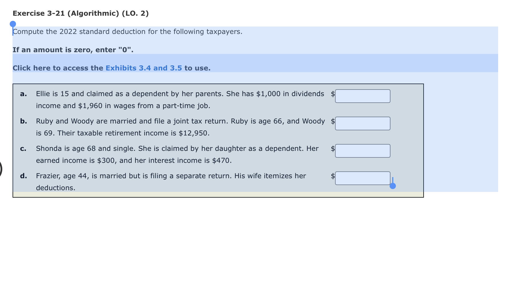 Solved Exercise 3-21 (Algorithmic) (LO. 2) Compute the 2022 | Chegg.com