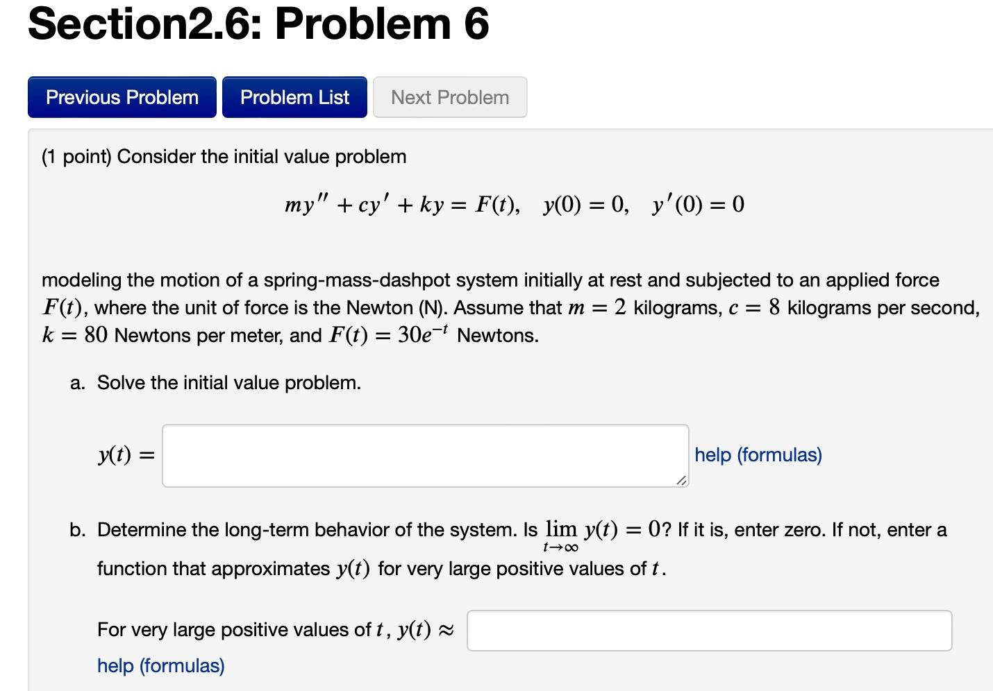 Solved Section2.6: Problem 6 Previous Problem Problem List | Chegg.com