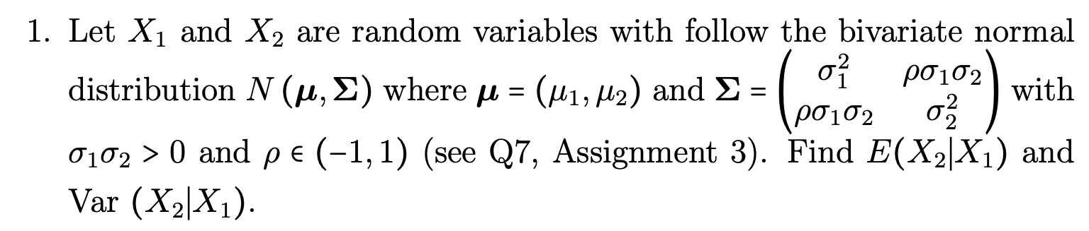 Solved 1 Let X1 And X2 Are Random Variables With Follow The 2805