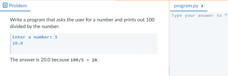 Solved Problem program.py > Type your answer to "2 Write a | Chegg.com