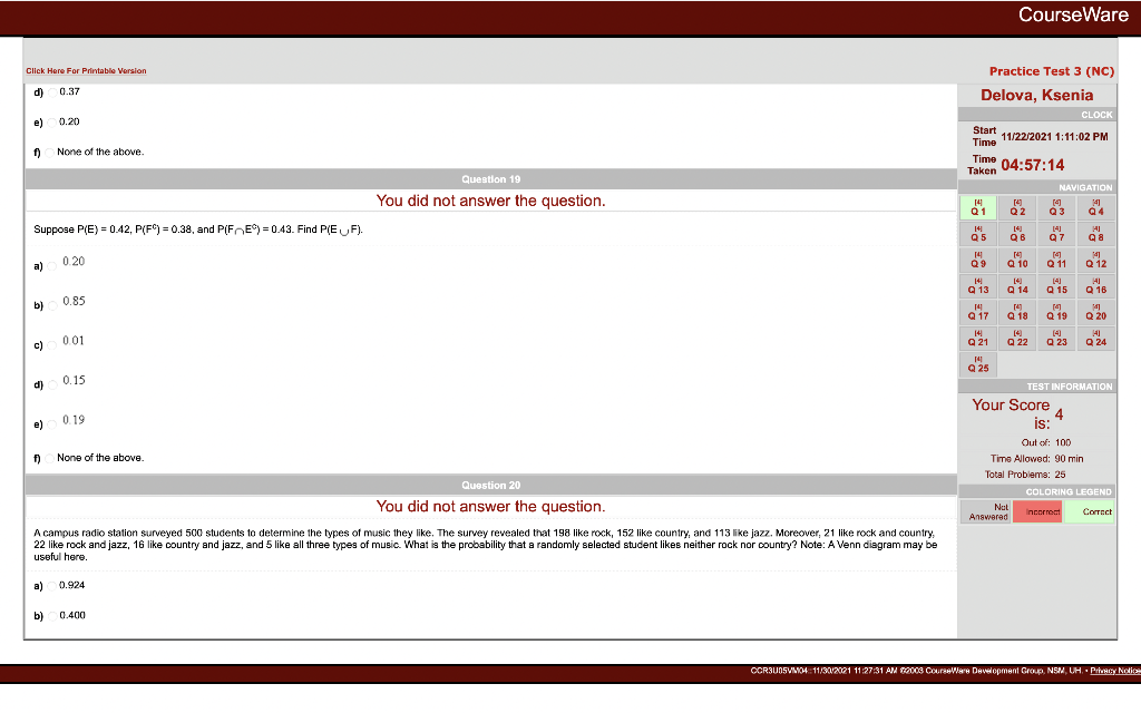Solved Course Ware Click Here For Printable Version Practice | Chegg.com