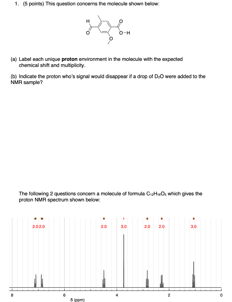 Solved 1. (5 points) This question concerns the molecule | Chegg.com