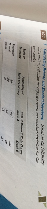 Solved Calculating Returns and Standard Deviations. Based on | Chegg.com