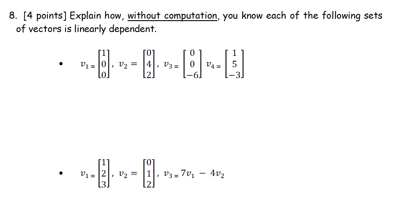 Solved Explain how, without computation, you know each of | Chegg.com