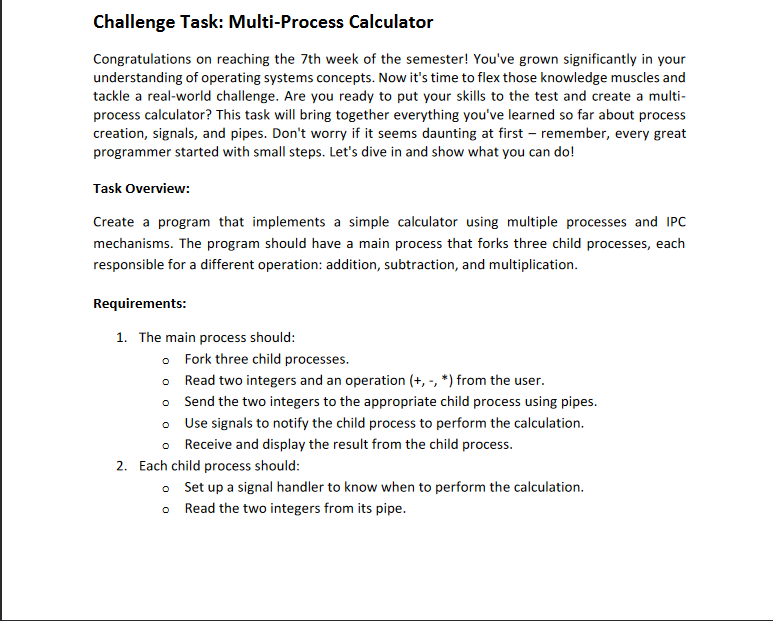 Solved Challenge Task: Multi-Process | Chegg.com