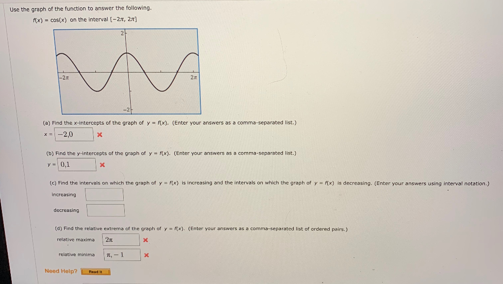 Solved Use the graph of the function to answer the | Chegg.com