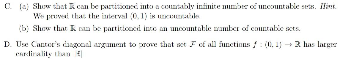 Solved C. (a) Show that R can be partitioned into a | Chegg.com